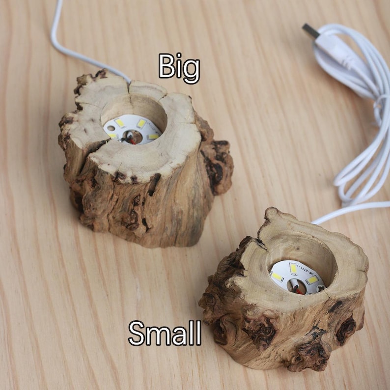 LED Crystal Ball Base, Natural Wood USB Holder - Etsy