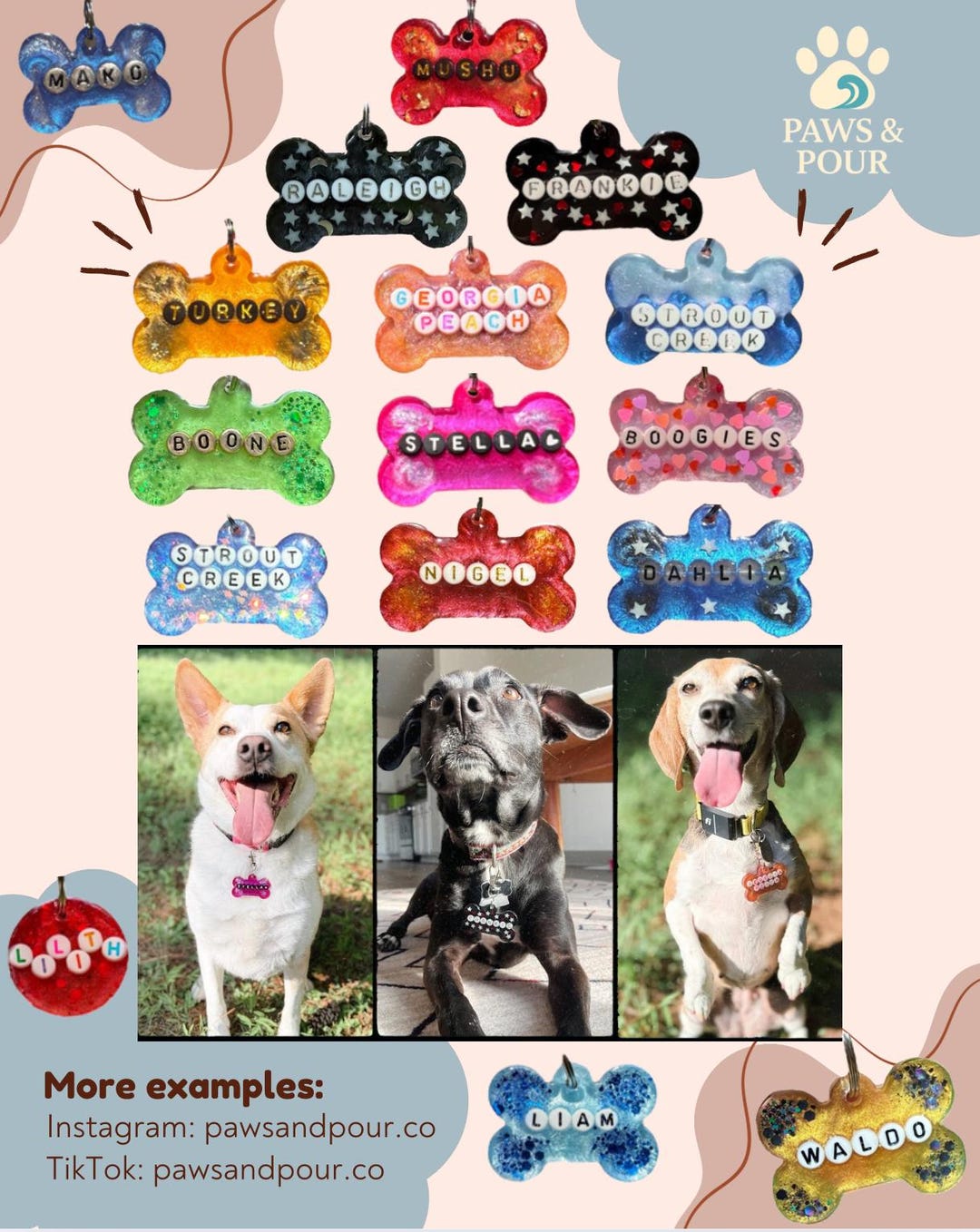 Custom Resin Dog Name Tags - Etsy