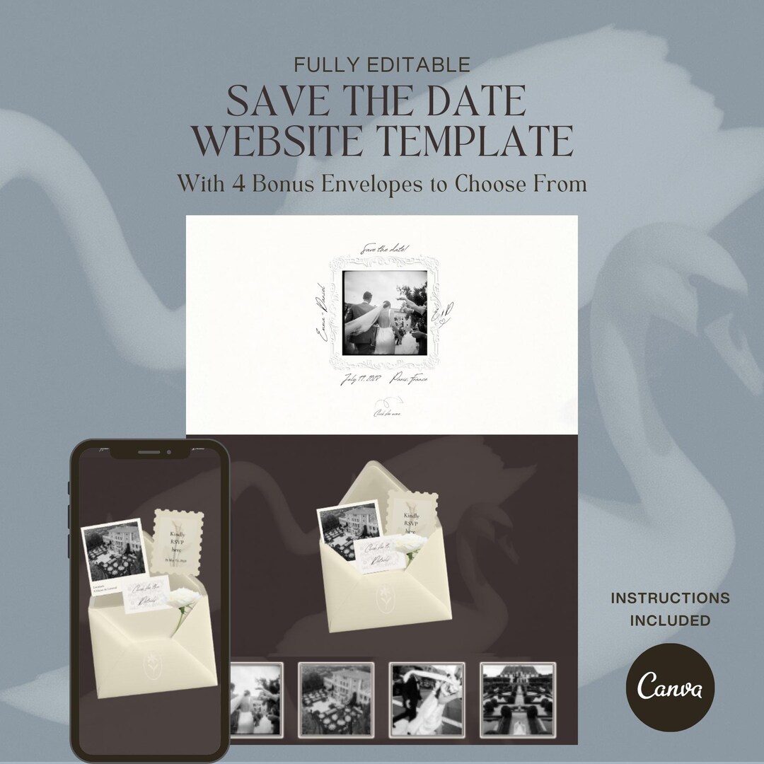 Canva Wedding Website Template – Save the Date Digital Invitation With ...