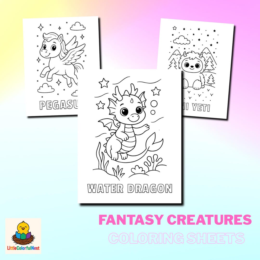 Fantasy Creature Coloring Pages Cute Unicorn Printable Sheets Kids ...