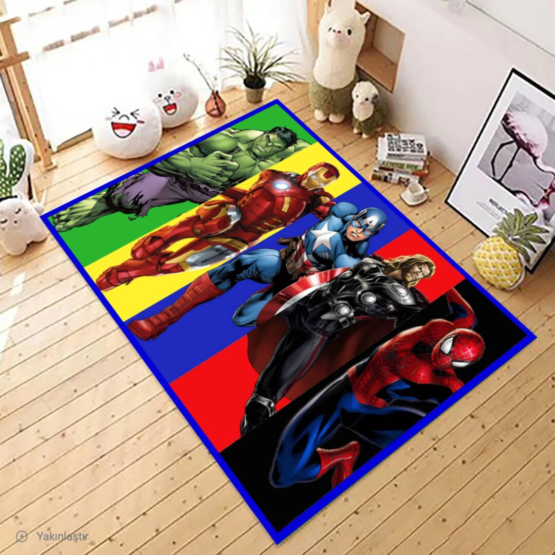 Avengers Superhero Rug: Washable Non-slip Kids Playroom Carpet - Etsy