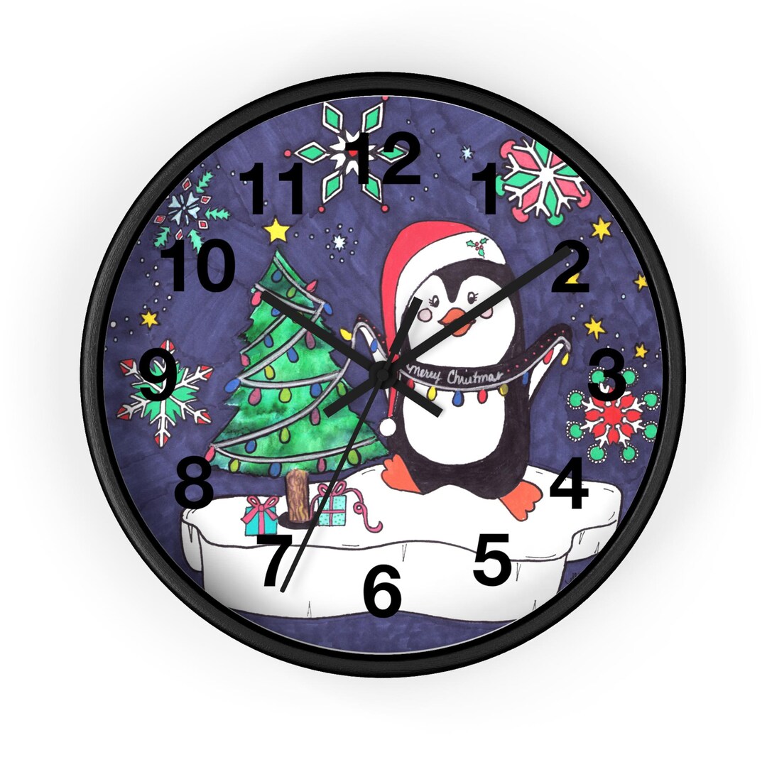 Penguin Christmas Clock Unique Colorful Gift for Penguin Lover Festive ...
