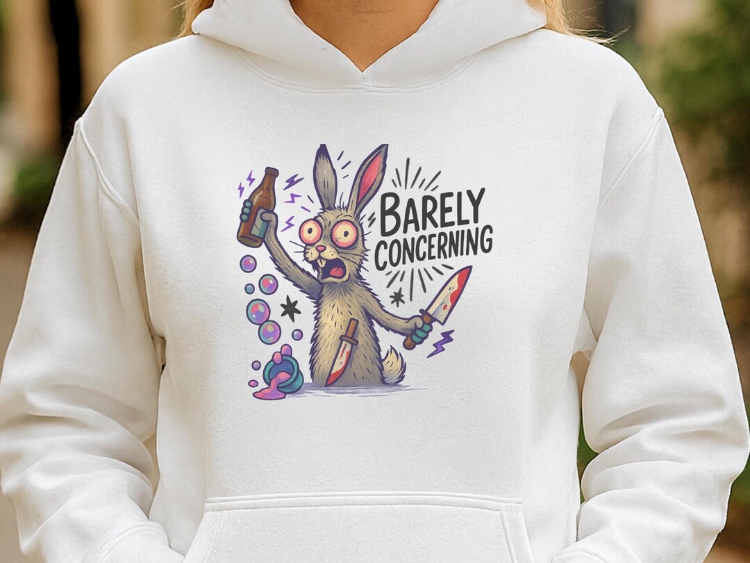 Unhinged Bunny Graphic Hoodie: Funny Chaos Unisex Fleece - Etsy