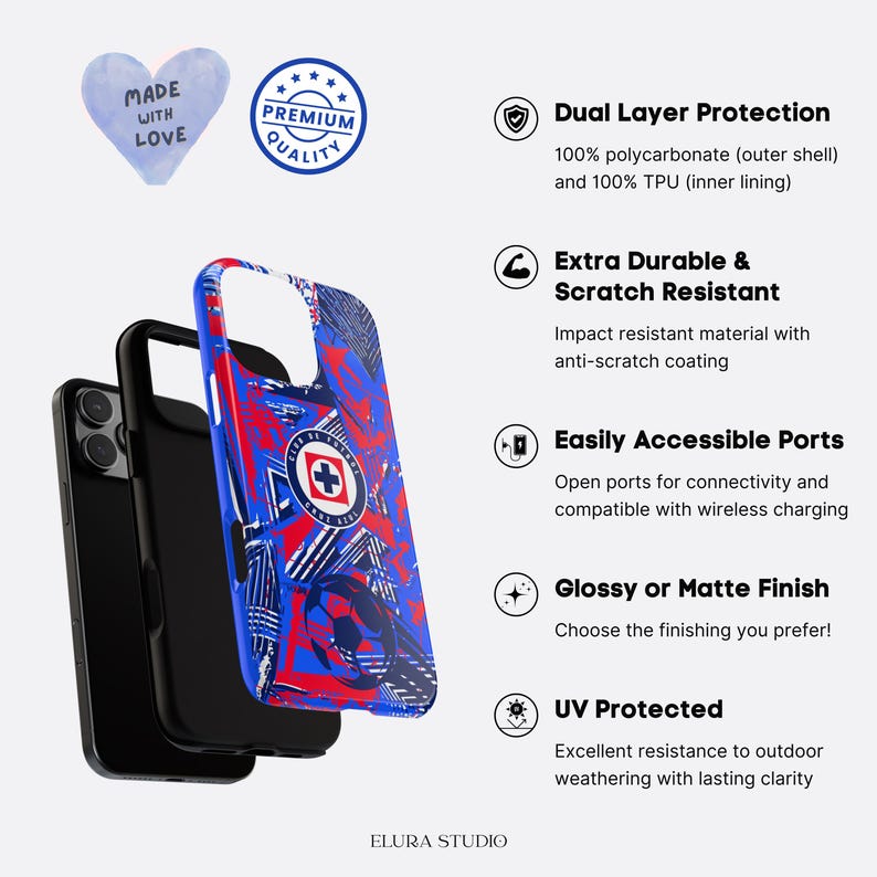 Cruz Azul Phone Case, FIFA World Cup Mexico Football Soccer Sport Gifts ...