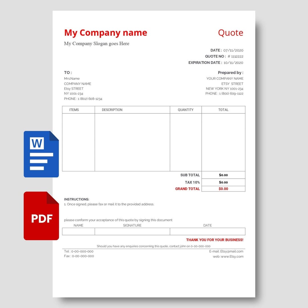 Editable Price Quote Template | Fillable Sales Quotation Form in PDF ...