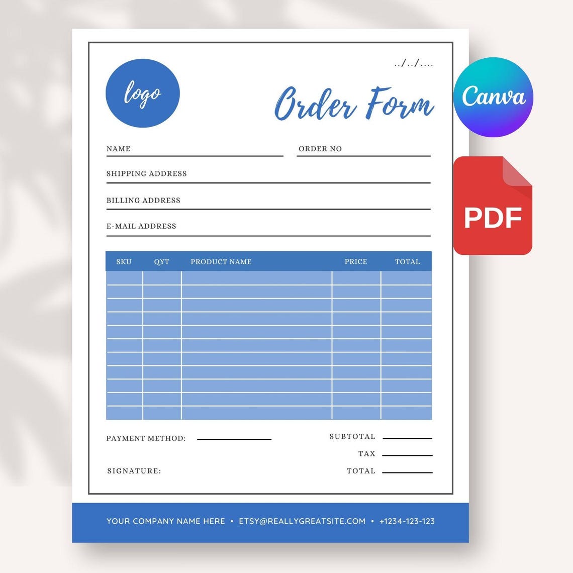 Printable Order Form Template for Small Business | Editable Canva ...