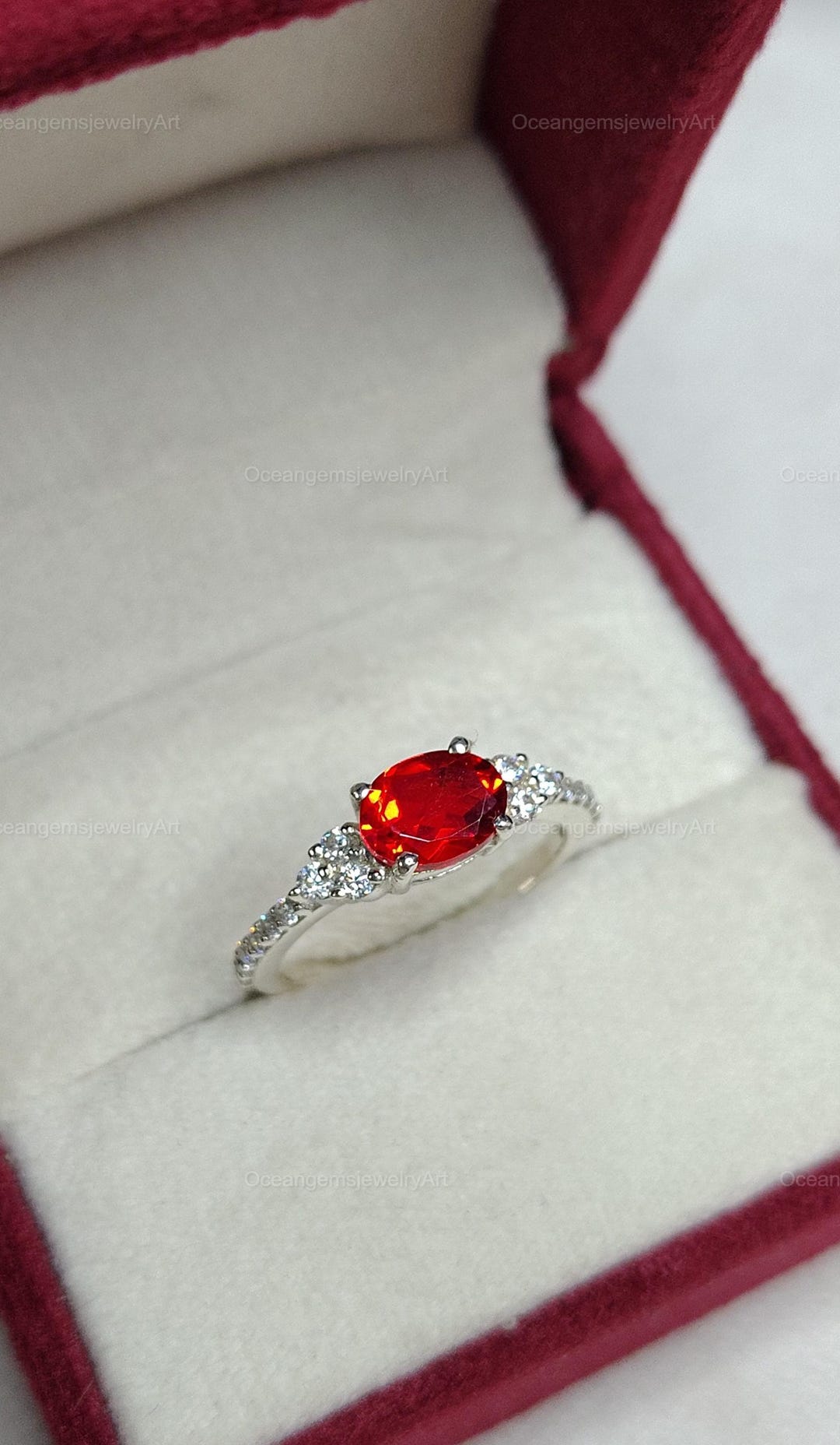 Vintage Oval Ruby Wedding Ring | Red Gemstone Engagement Band ...