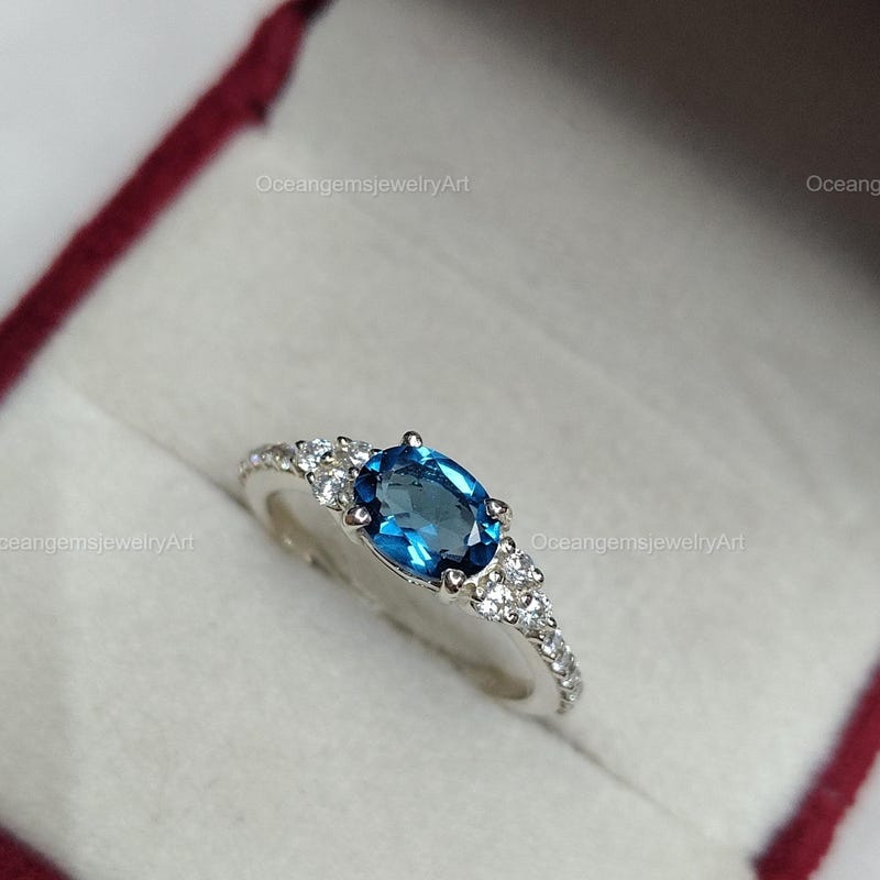 Gemstone Flower Ring Blue - Etsy