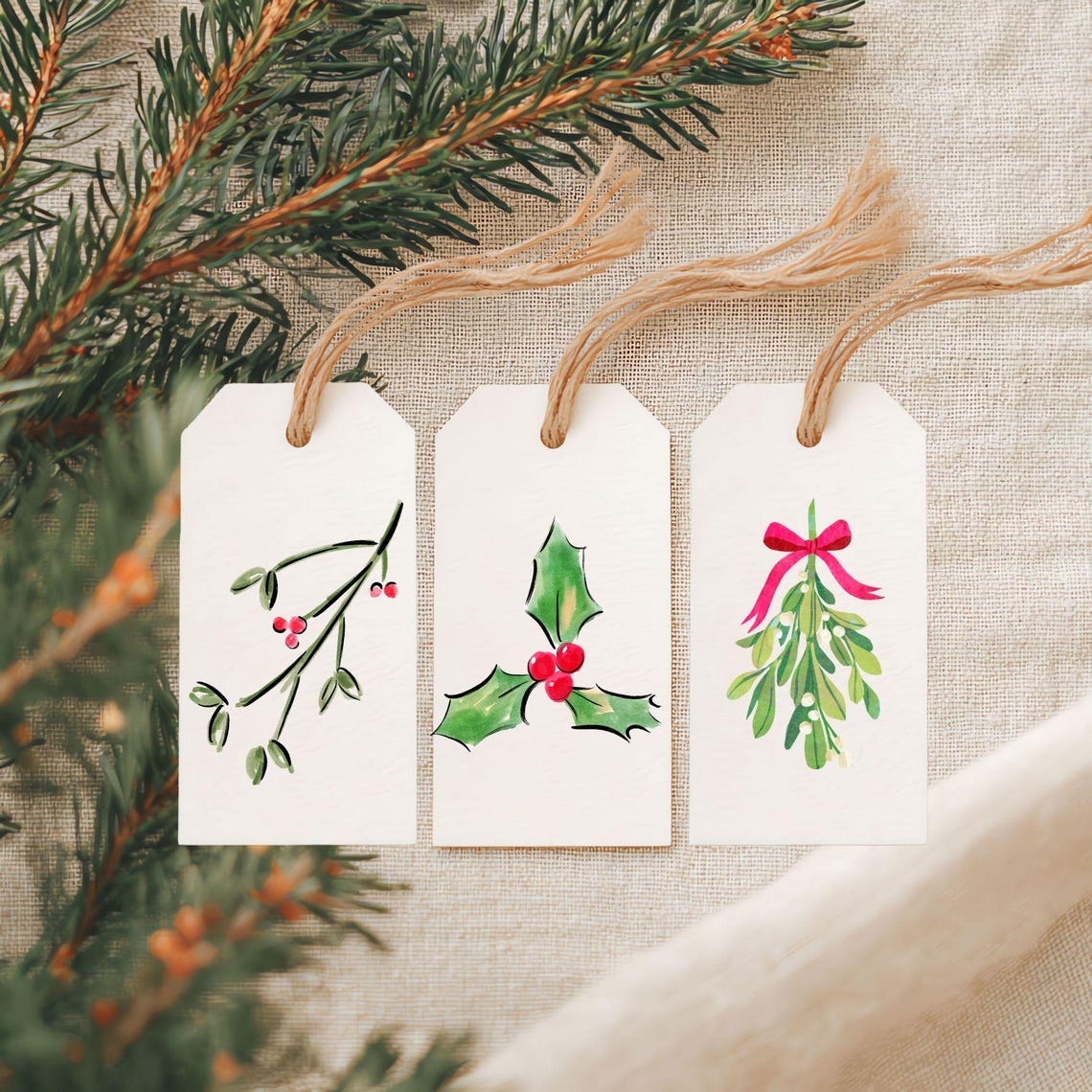 Printable Christmas Mistletoe Gift Tags- Instant Download - Etsy