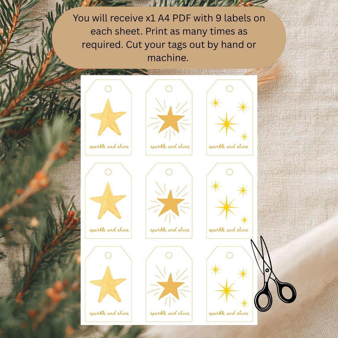 Printable Christmas Star Gift Tags- Instant Download - Etsy