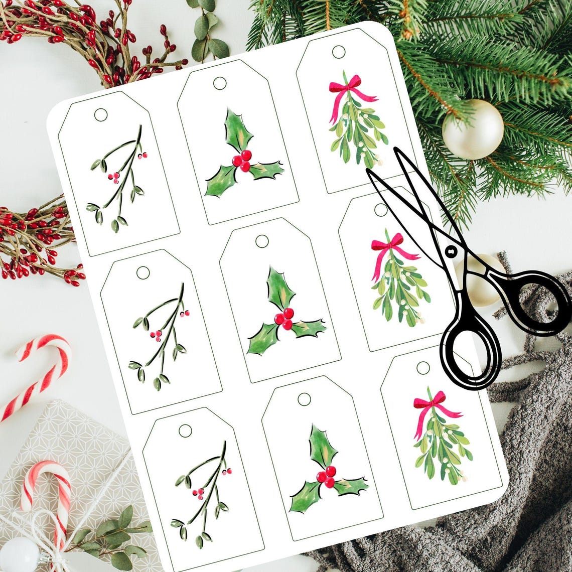Printable Christmas Mistletoe Gift Tags- Instant Download - Etsy