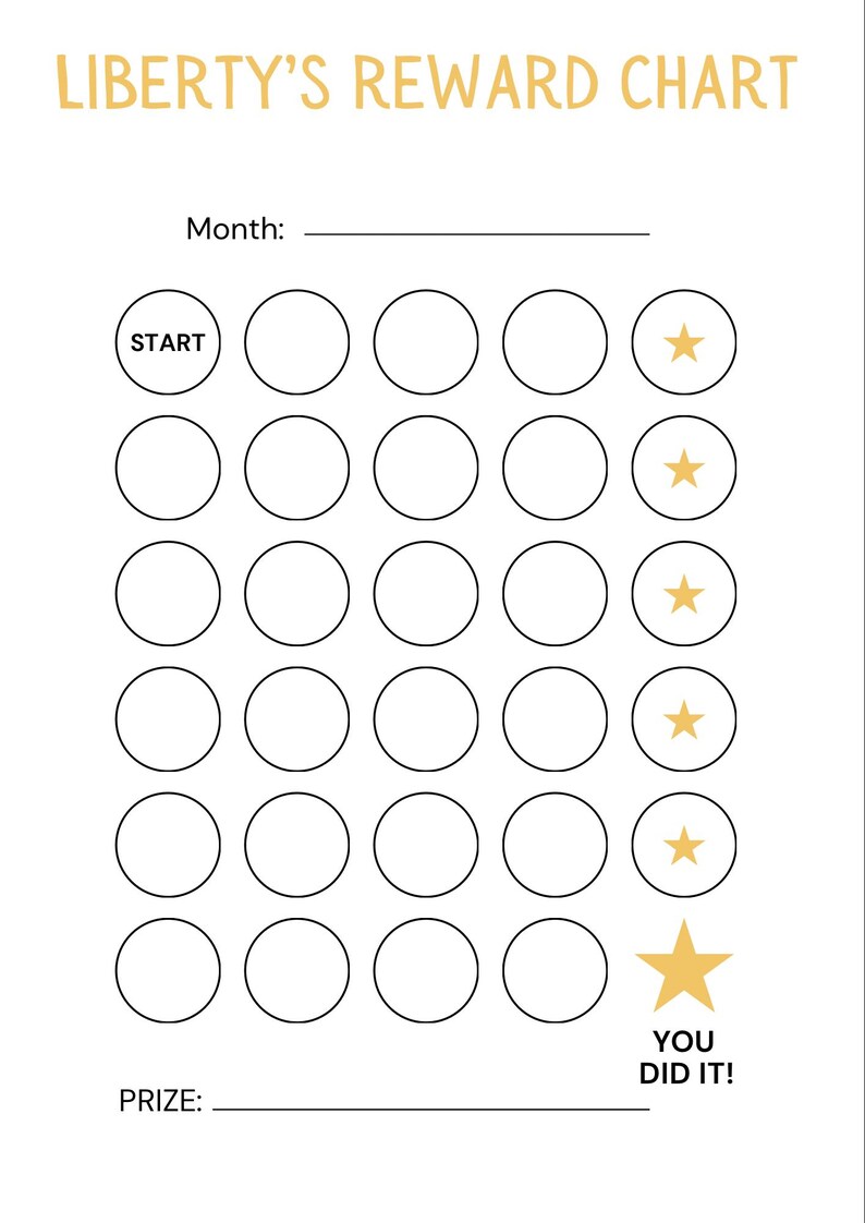 Reward Chart | Digital Download | Personalised - Etsy