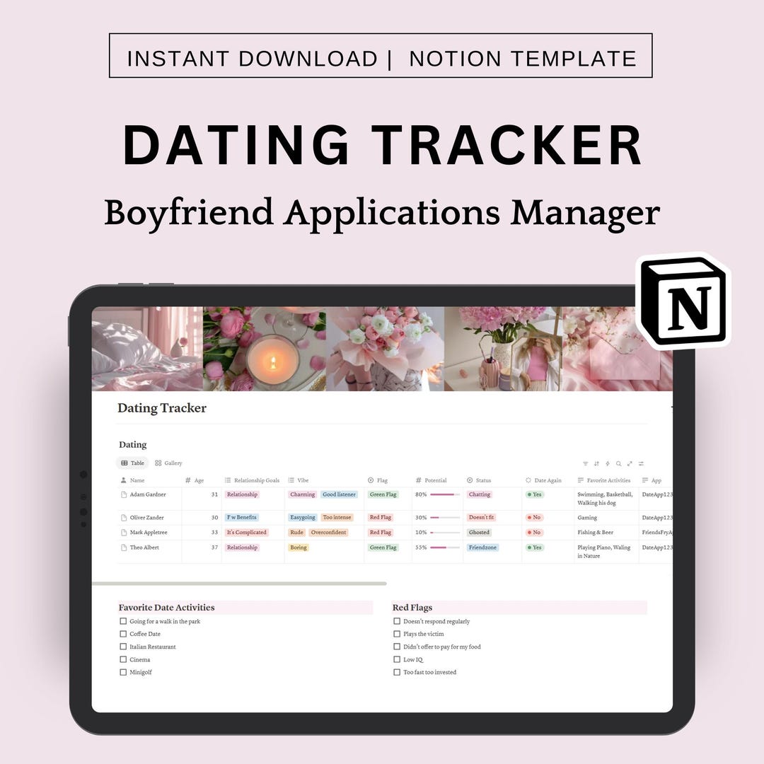 Dating Tracker Notion, Boyfriend Applications, Organizer for Love Life ...