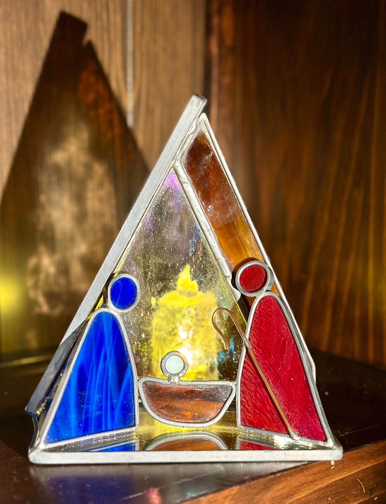 Vintage Stained Glass Nativity Scene Suncatcher 6.5”x7”x3.5” - Etsy