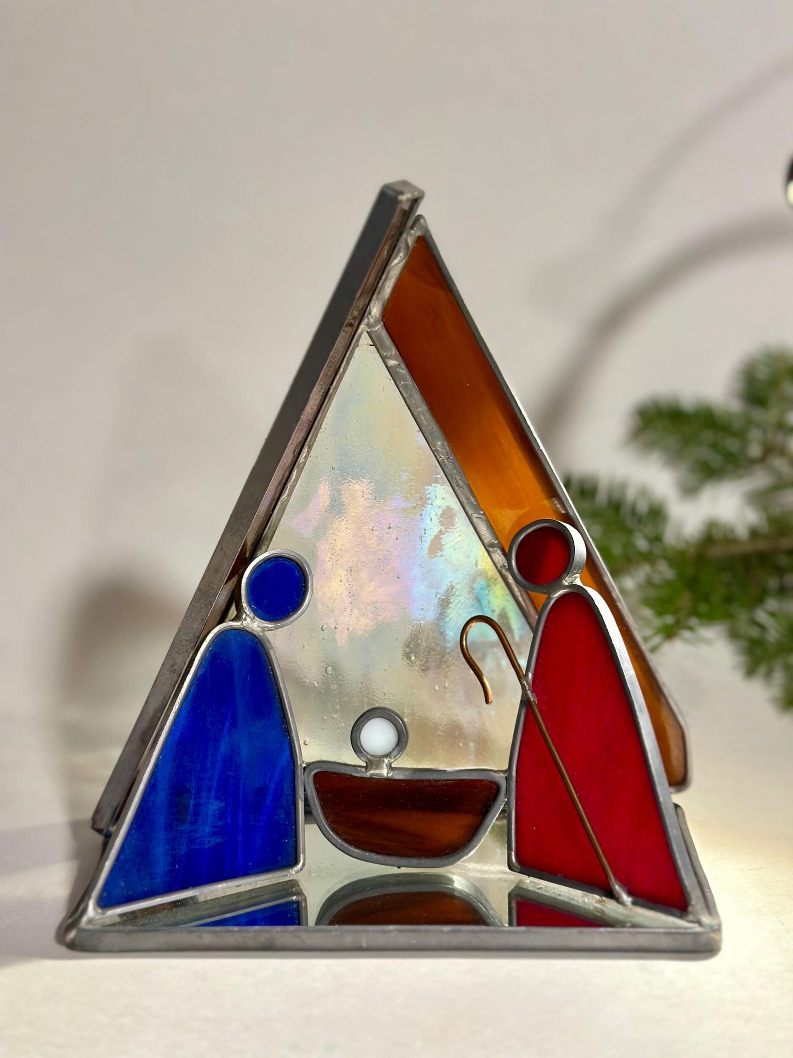 Vintage Stained Glass Nativity Scene Suncatcher 6.5”x7”x3.5” - Etsy