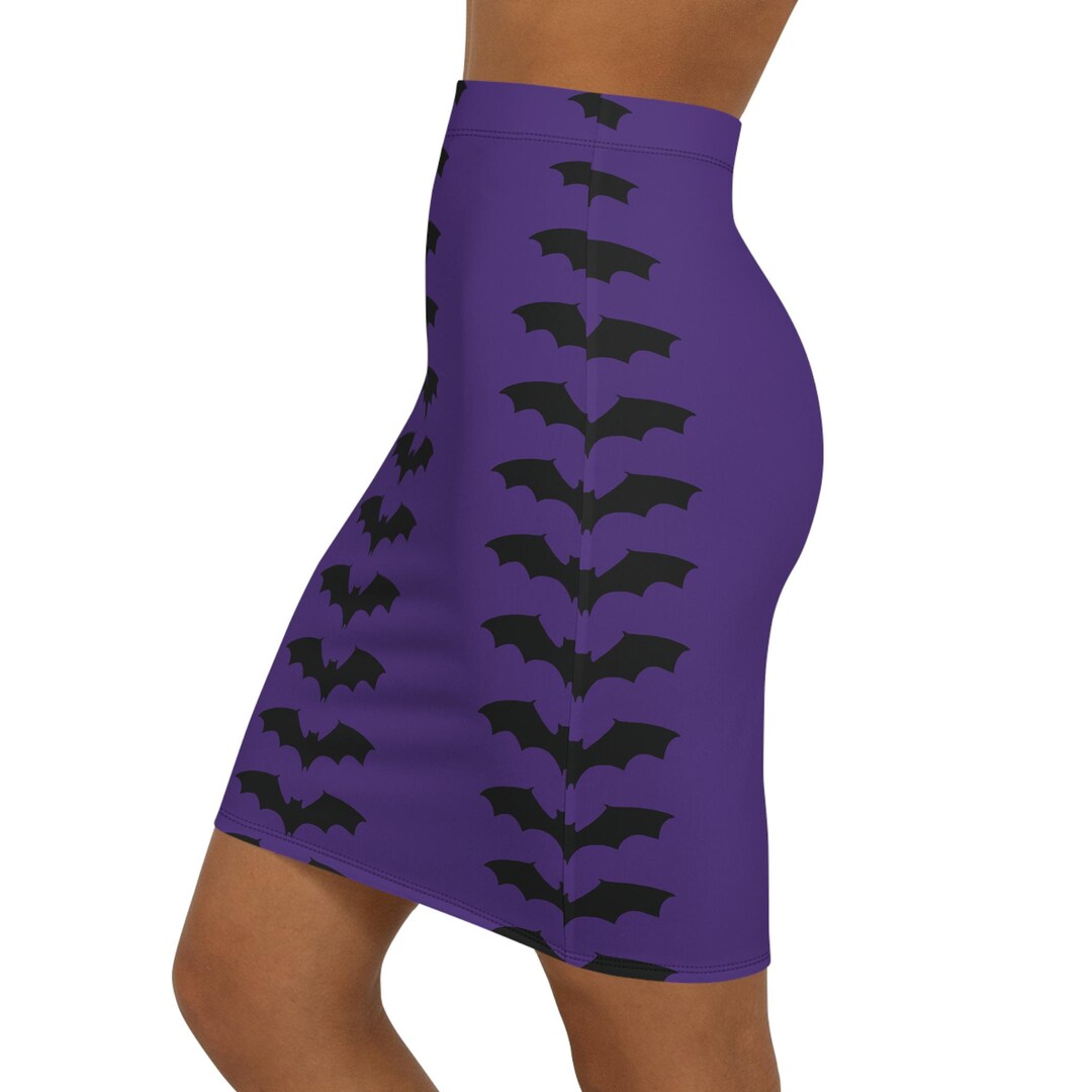 Bat Pattern Purple Pencil Skirt - Etsy