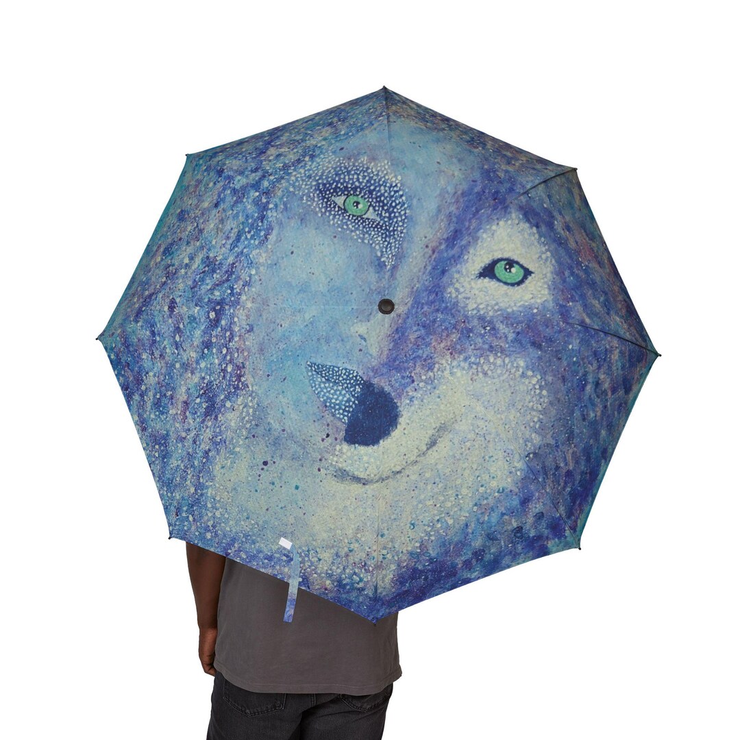 Blue Umbrella - Boho Artwork Spirit Animal Wolf Design - Etsy