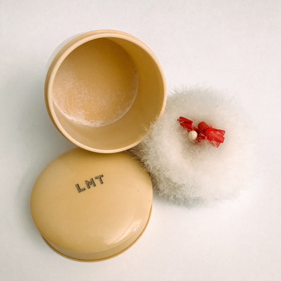 Vintage Celluloid Powder Jar With Swansdown Powder Puff - Etsy