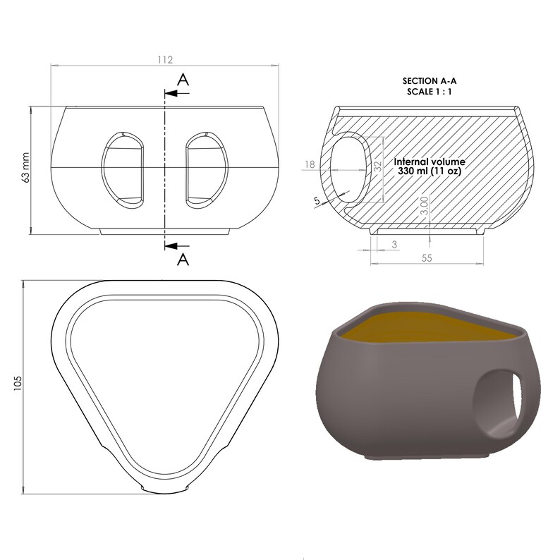 Slip Casting Mold for Handmade Mug – Digital STL File for Pottery ...
