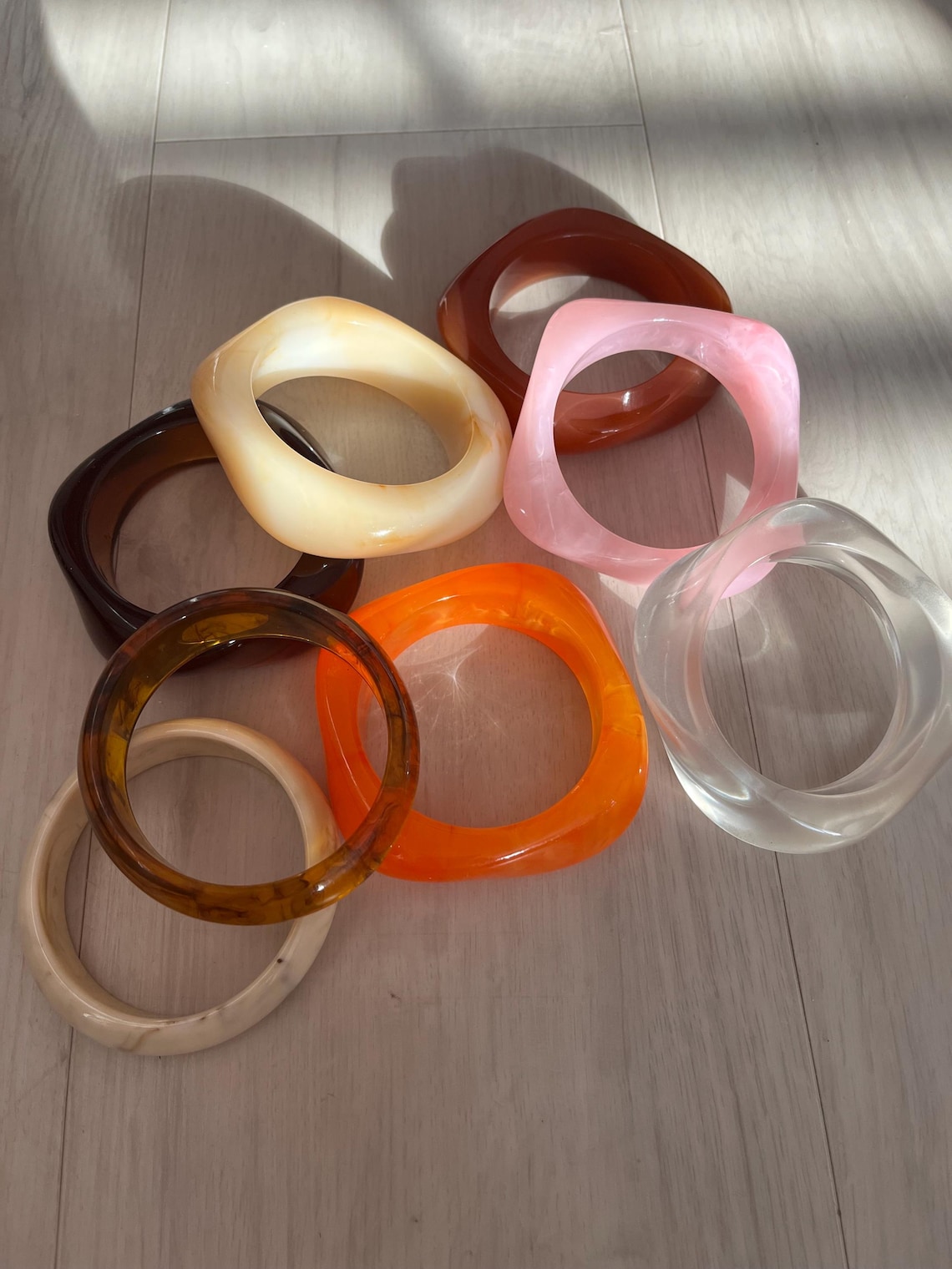 Chunky Acrylic Bangle Bracelet: Earthy Resin Cuff - 70s Style - Etsy