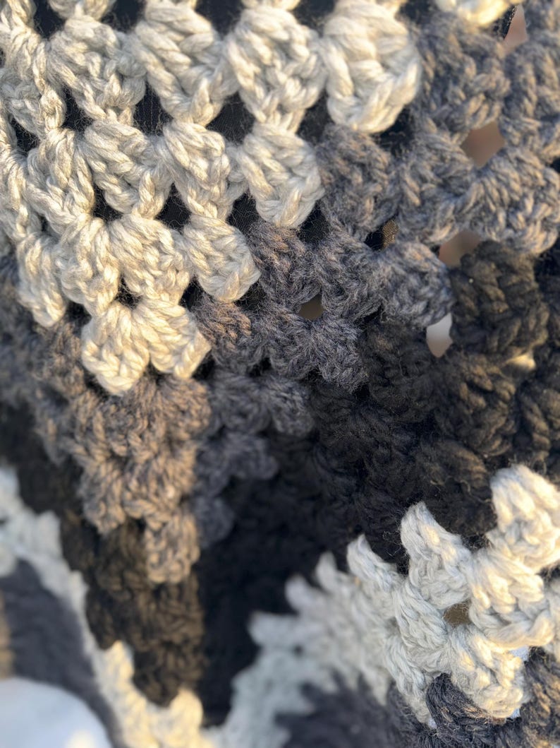 Wool Blend Eco-friendly Hand-crocheted Triangle (granny Square) Shawl ...