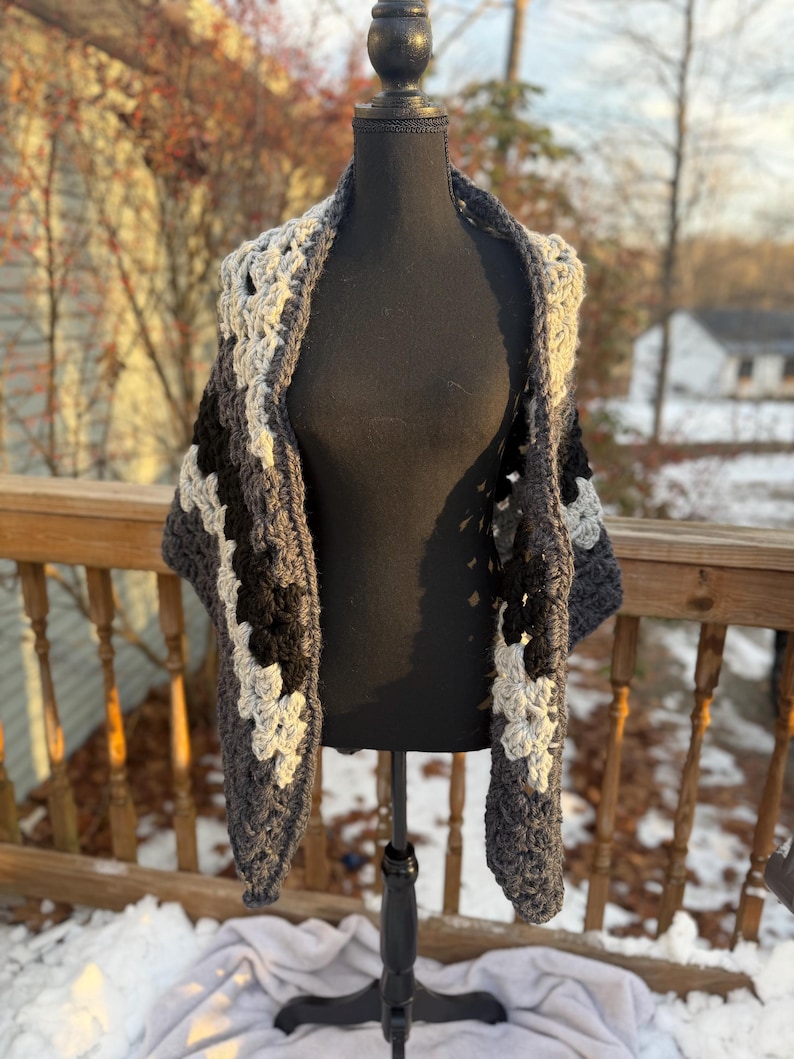 Wool Blend Eco-friendly Hand-crocheted Triangle (granny Square) Shawl ...