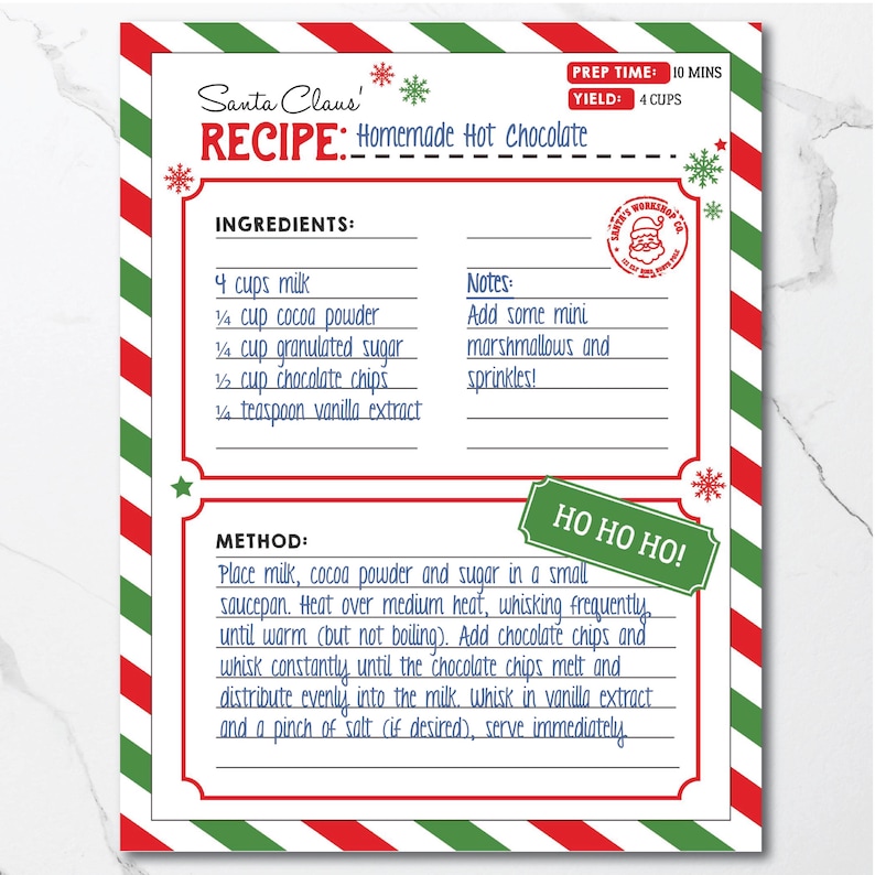 Christmas Printable Recipe Card Template Book Page - Edit in Canva - Etsy