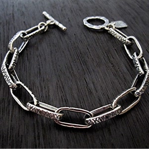 Textured Artisan Sterling Silver Chain Link Bracelet (multiple Lengths ...