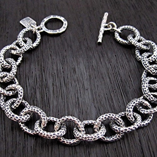 Handmade Sterling Silver Chunky Chain Link Bracelet multiple - Etsy