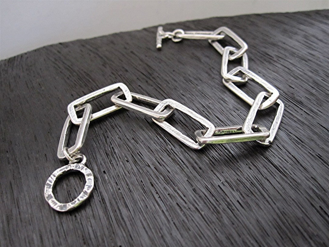 Minimalist Sterling Silver Rectangular Chain Link Bracelet (multiple ...