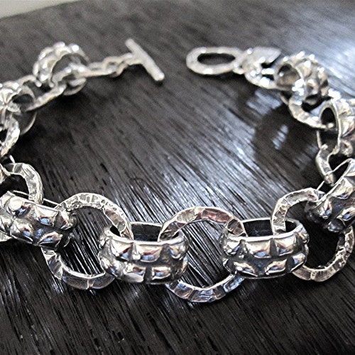 Chunky Handmade Artisan Sterling Silver Chain Link Bracelet - Etsy