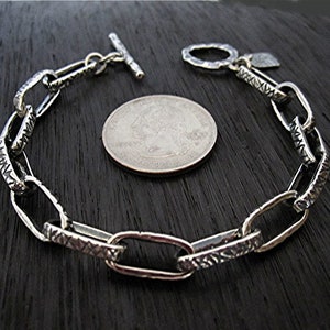 Textured Artisan Sterling Silver Chain Link Bracelet (multiple Lengths ...