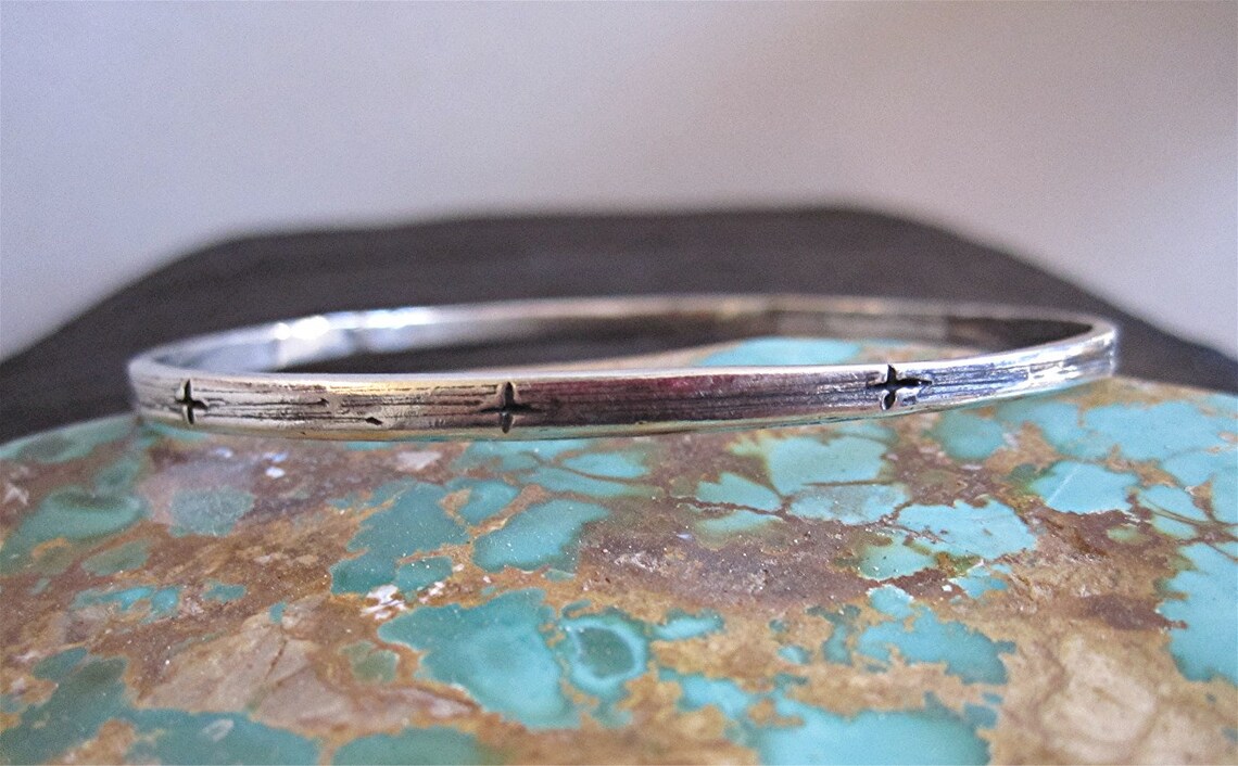 Handmade Artisan Cross Bangle Bracelet in Gold Bronze one | Etsy