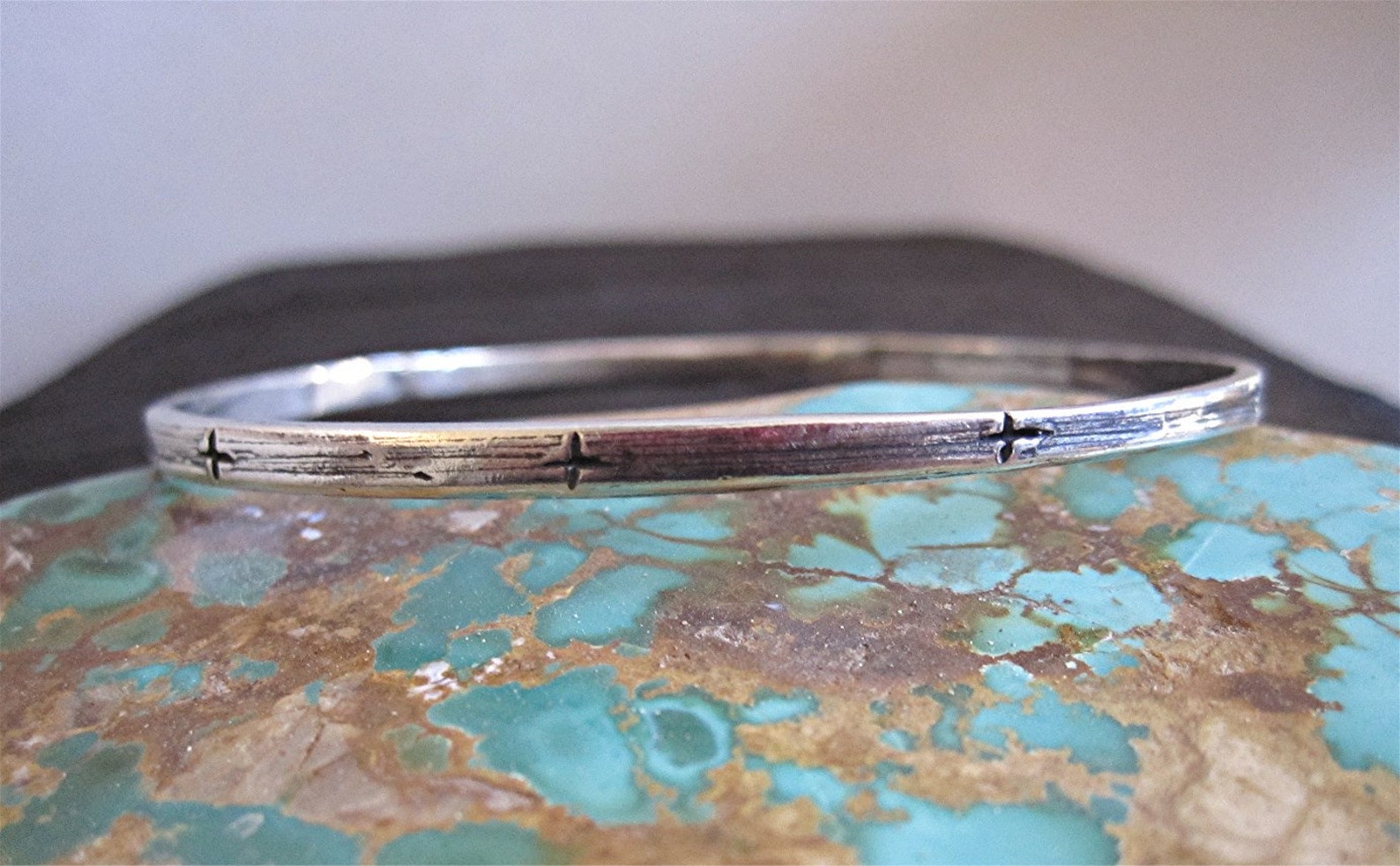 Handmade Artisan Cross Bangle Bracelet in Gold Bronze one | Etsy