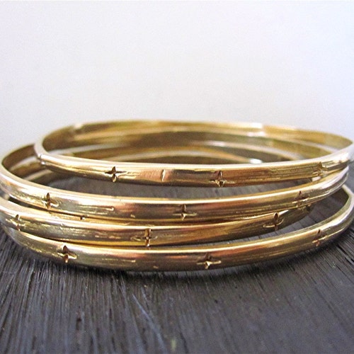 Handmade Artisan Cross Bangle Bracelet in Gold Bronze one - Etsy