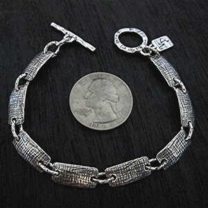 Textured Artisan Sterling Silver Chain Link Bracelet (7 3/8") (N) - Etsy