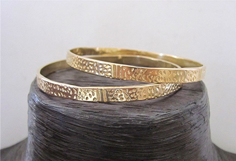 Handmade Sterling Silver Textured Bangle Bracelet | Etsy