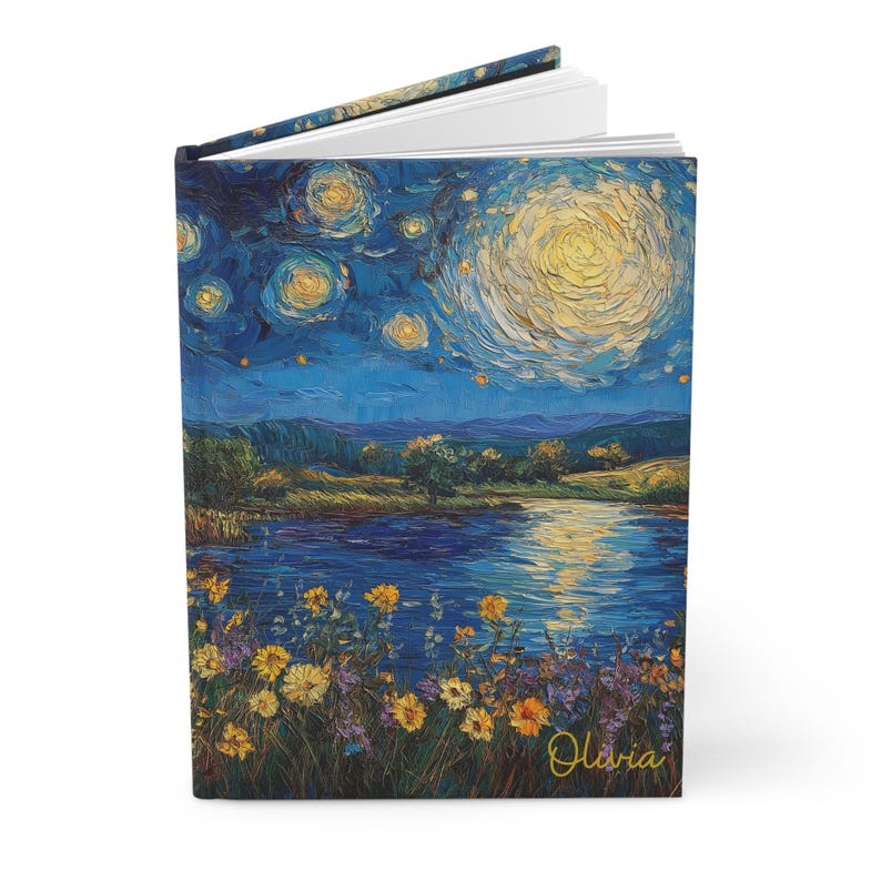 Starry Night Inspired Hardcover Journal, Artistic Notebook, Gift for ...