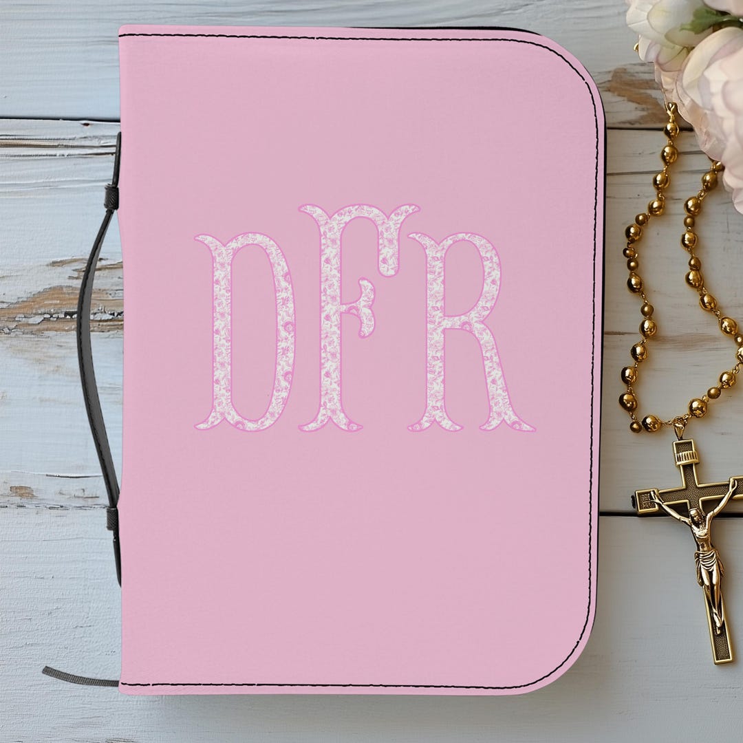 Pink Monogram Letters Bible Cover | Zippered Scripture Organizer - Etsy