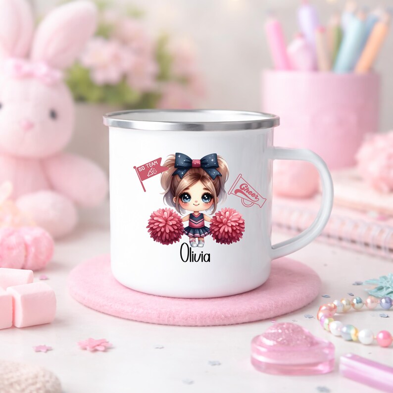 Personalized Cheerleader Enamel Camping Mug | Available in 6 Designs ...