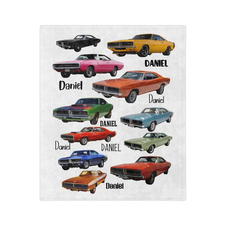Personalized Vintage Dodge Charger Cars Name Pattern Velveteen ...