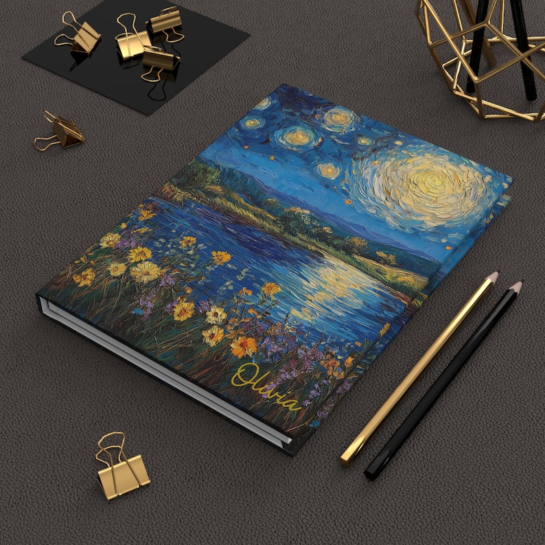 Starry Night Inspired Hardcover Journal, Artistic Notebook, Gift for ...
