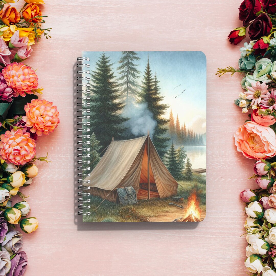 Nature-inspired Spiral Notebook With Camping Scene, Perfect for Outdoor ...