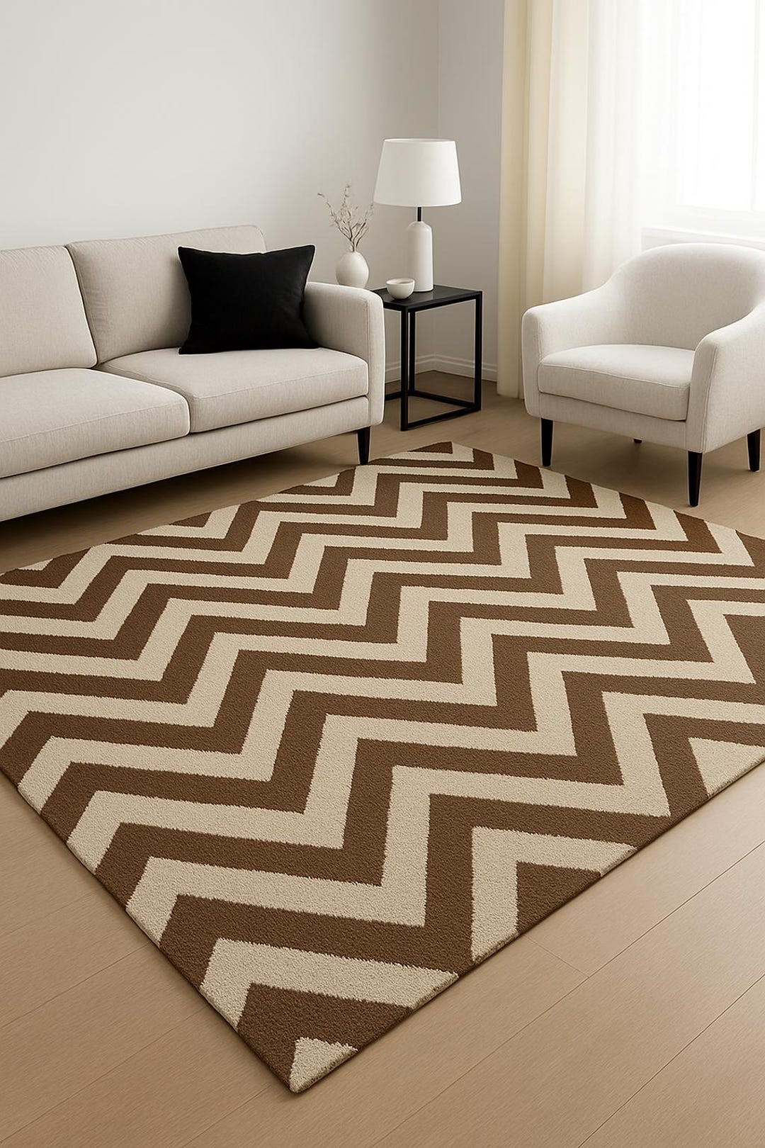 Hand Tufted Wool Zigzag Pattern Modern Rectangular Carpet for ...