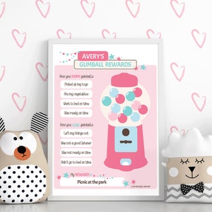 Printable Children's Gumball Reward Chart, Personalizable, Editable ...