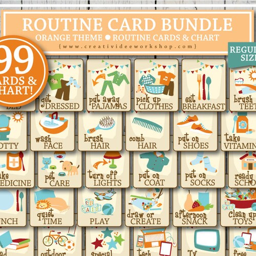 Printable ROUTINE Cards and Chart for Kids 96 Total Cards - Etsy