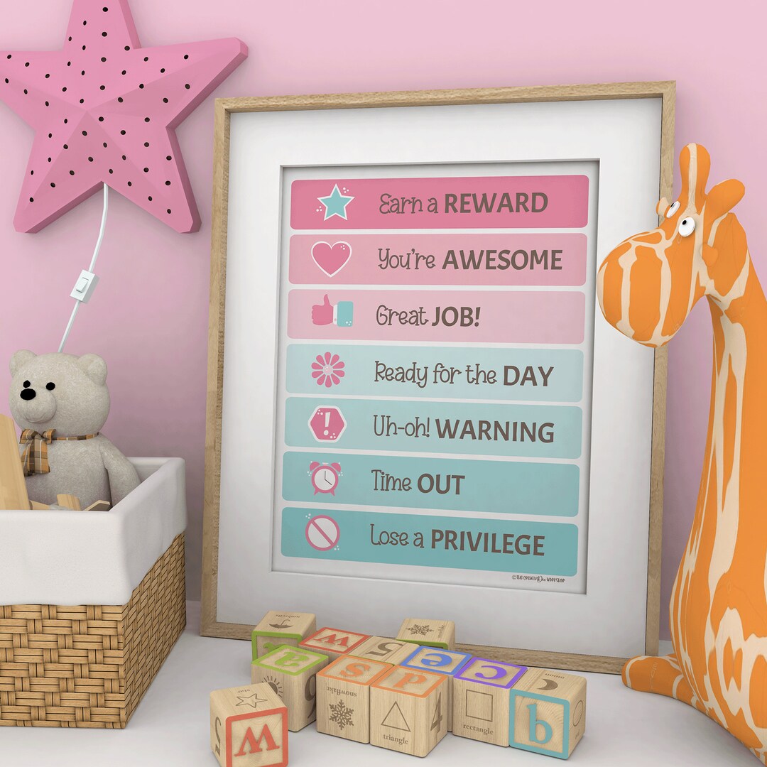 Printable Behavior Chart, Editable, Pink Theme, Children's Learning ...