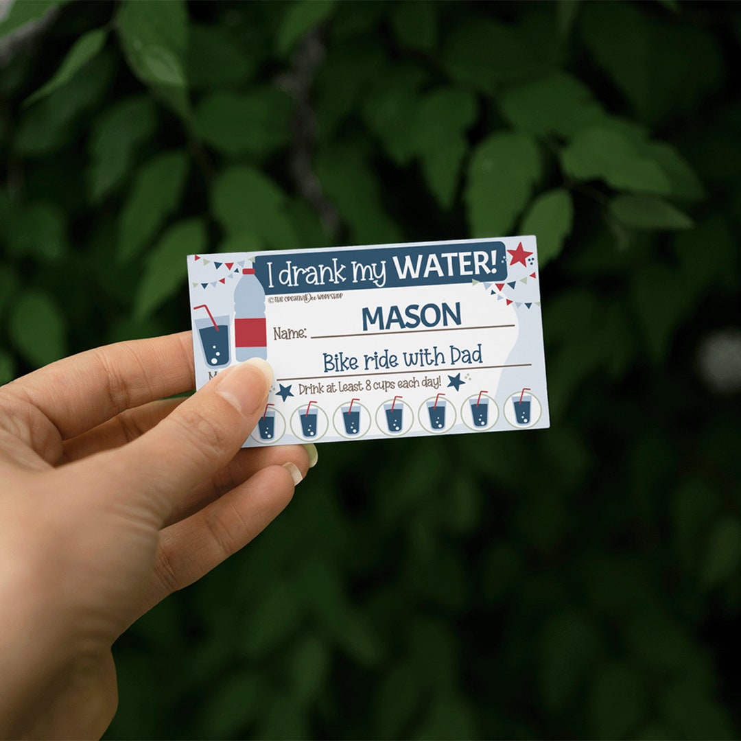 Water Tracker Punch Cards, Editable Name and Reward, Healthy Habit ...