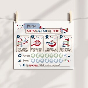Printable Brush My Teeth Chart, Children's Daily Routine, Editable Name ...
