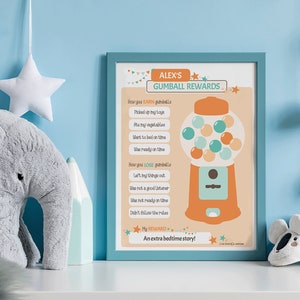 Printable Children's Gumball Reward Chart, Editable, Personalizable ...
